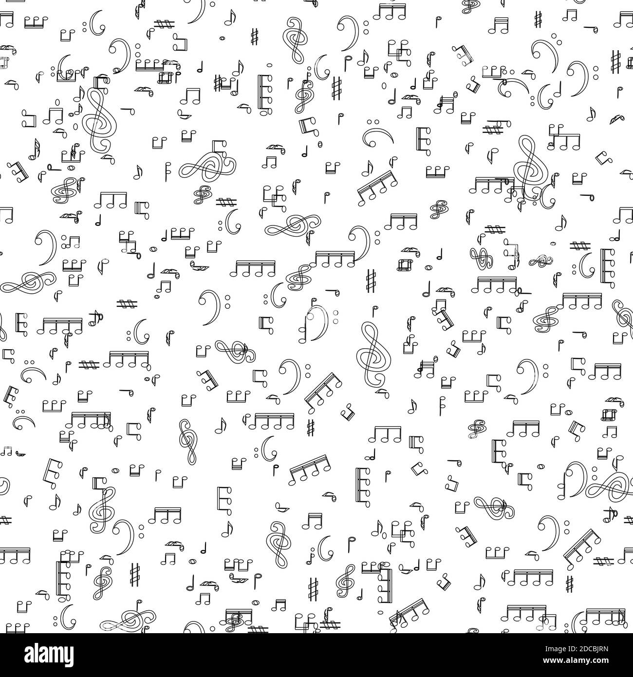 Seamless pattern from Set of musical notes and Treble clef ...