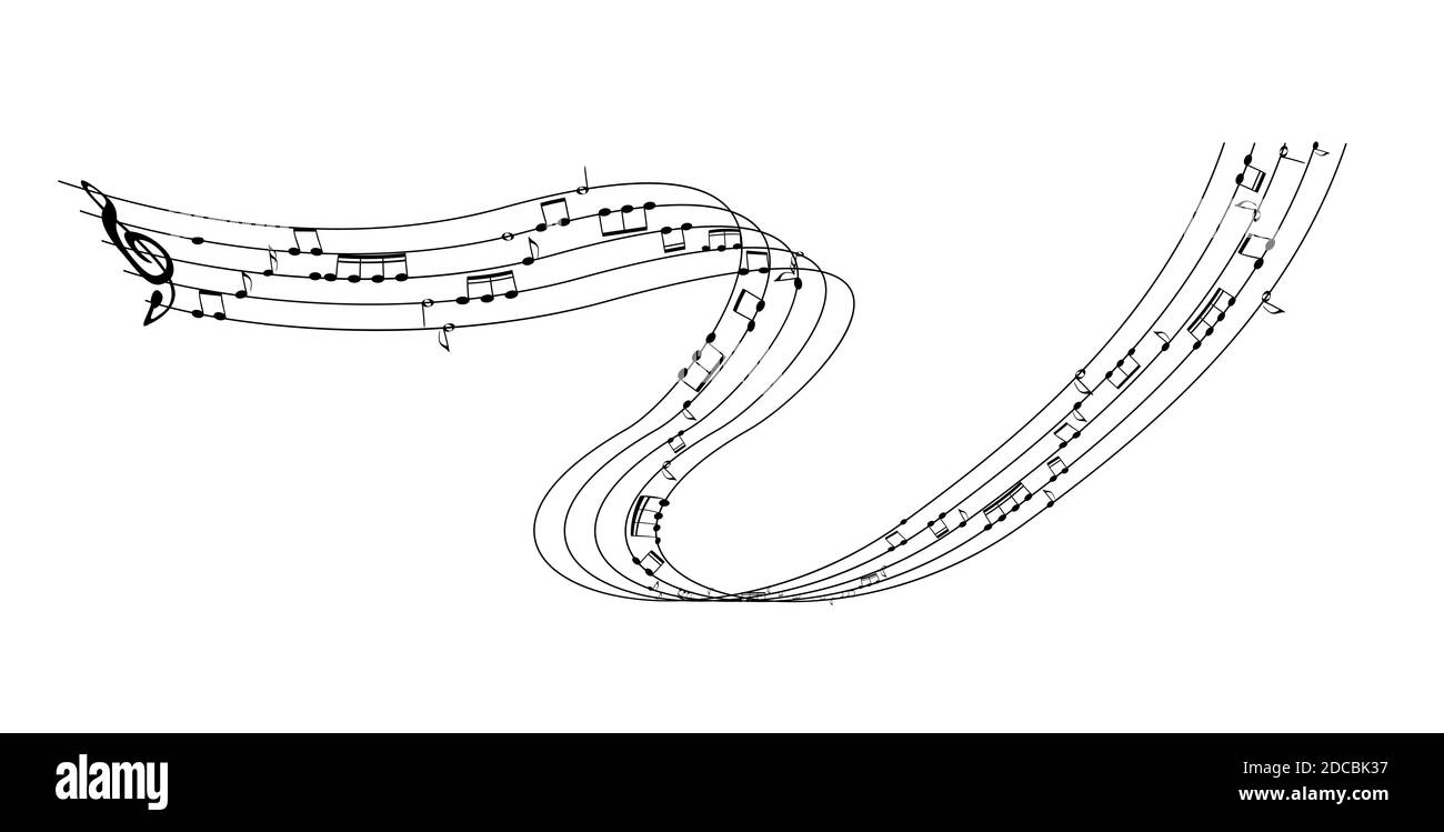 Set of musical notes on five-line clock notation without a feature ...