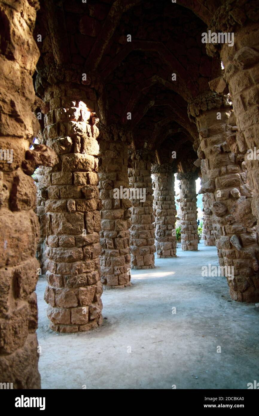 Stone pillars in a park Stock Photo - Alamy