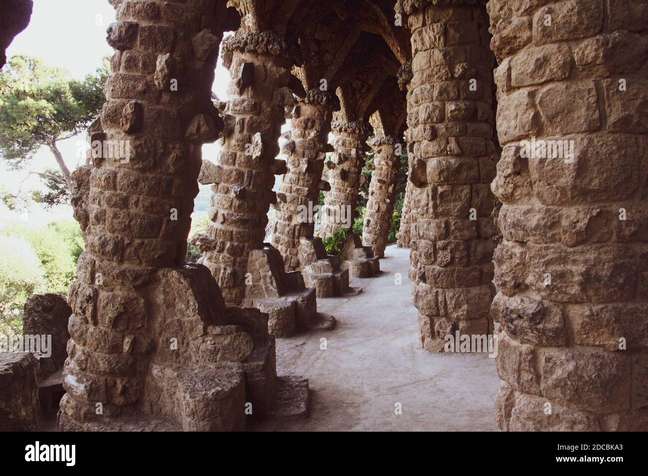 Stone pillars in a park Stock Photo - Alamy