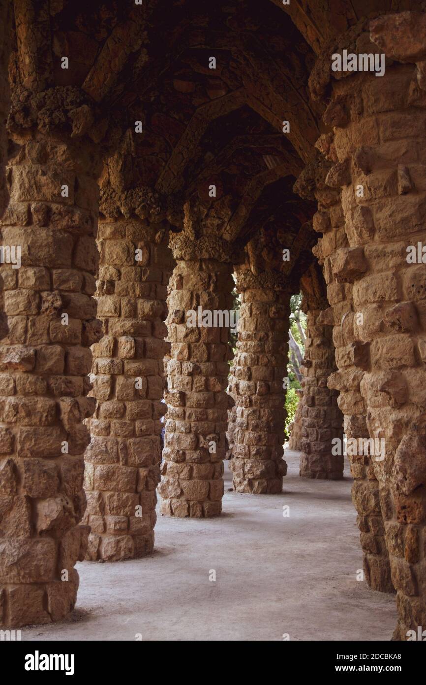 Stone pillars in a park Stock Photo - Alamy