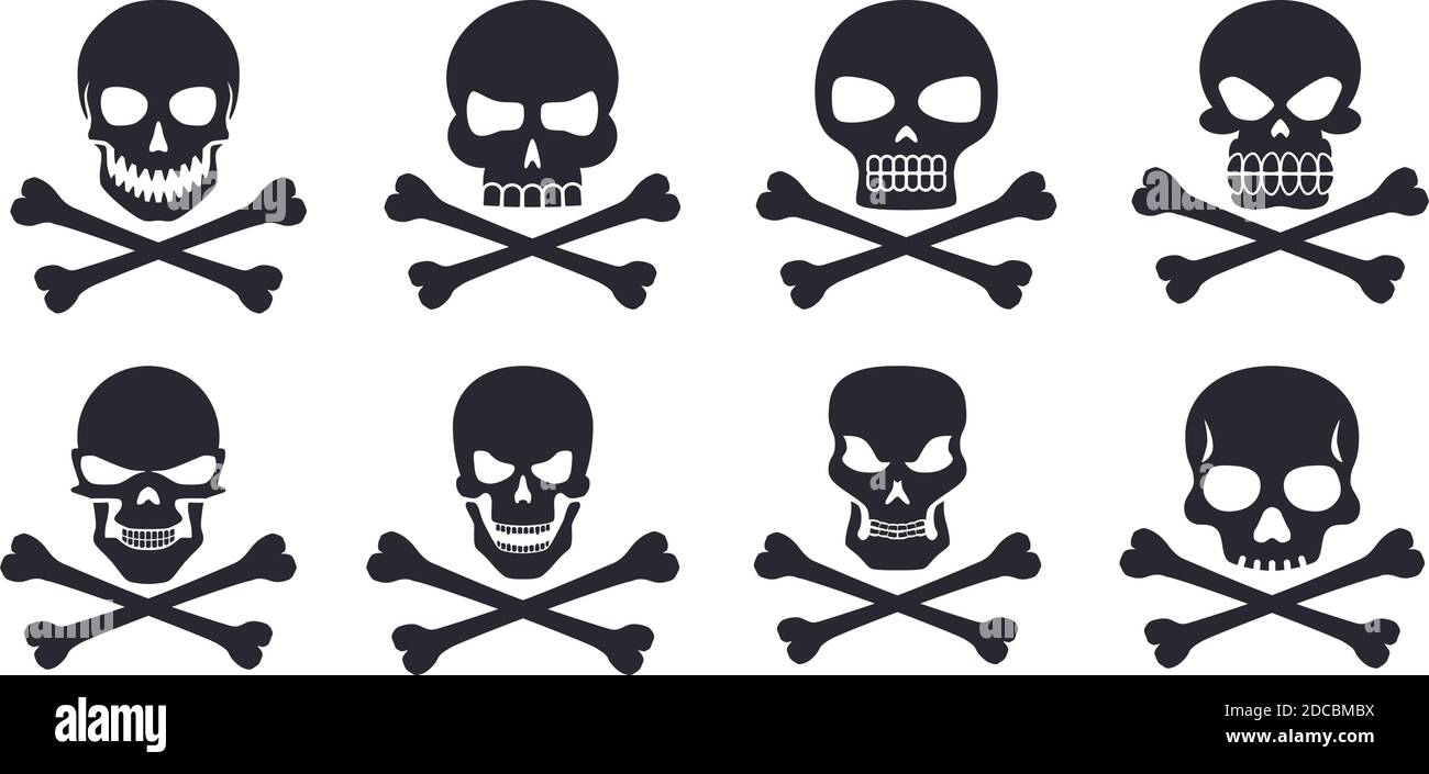 Different human skull icons with crossbones poison and jolly roger ... Different human skull icons with crossbones poison and jolly roger ...