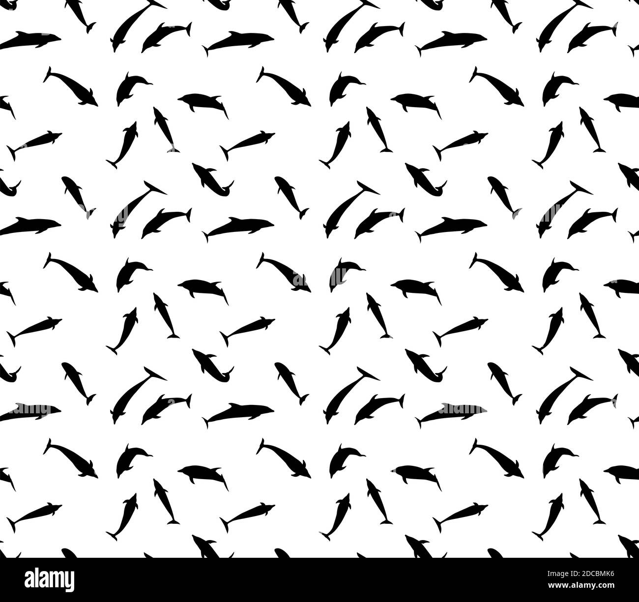 Seamless pattern of black dolphins in different variants jump, fly ...