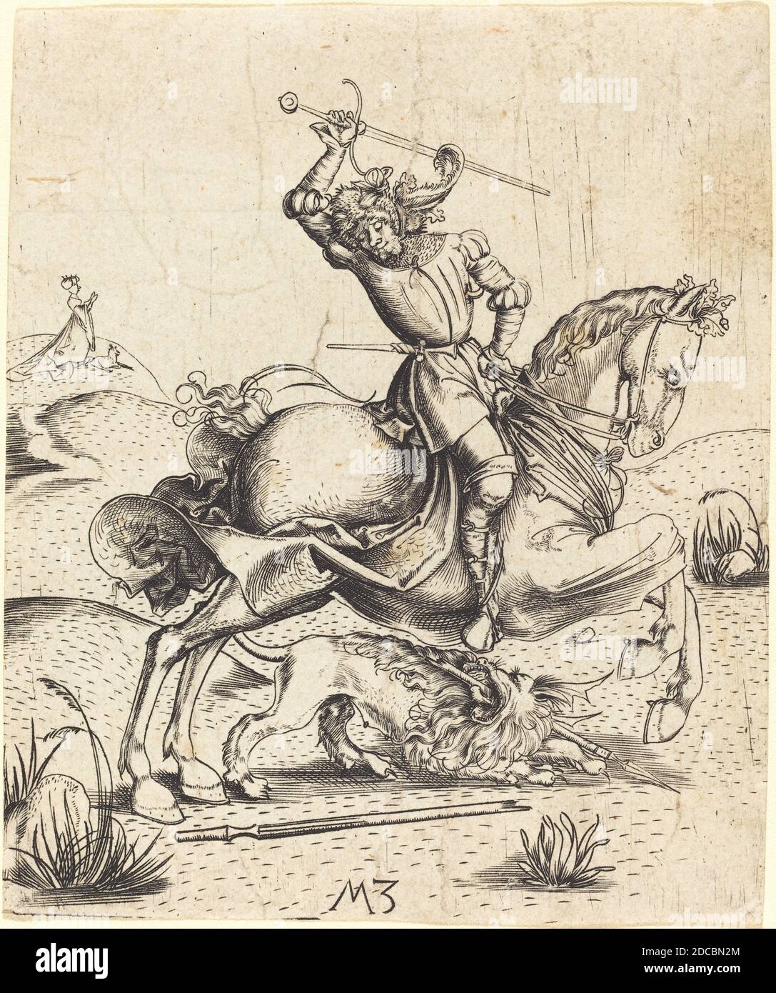 Master MZ, (artist), German, active c. 1500, Saint George and the ...