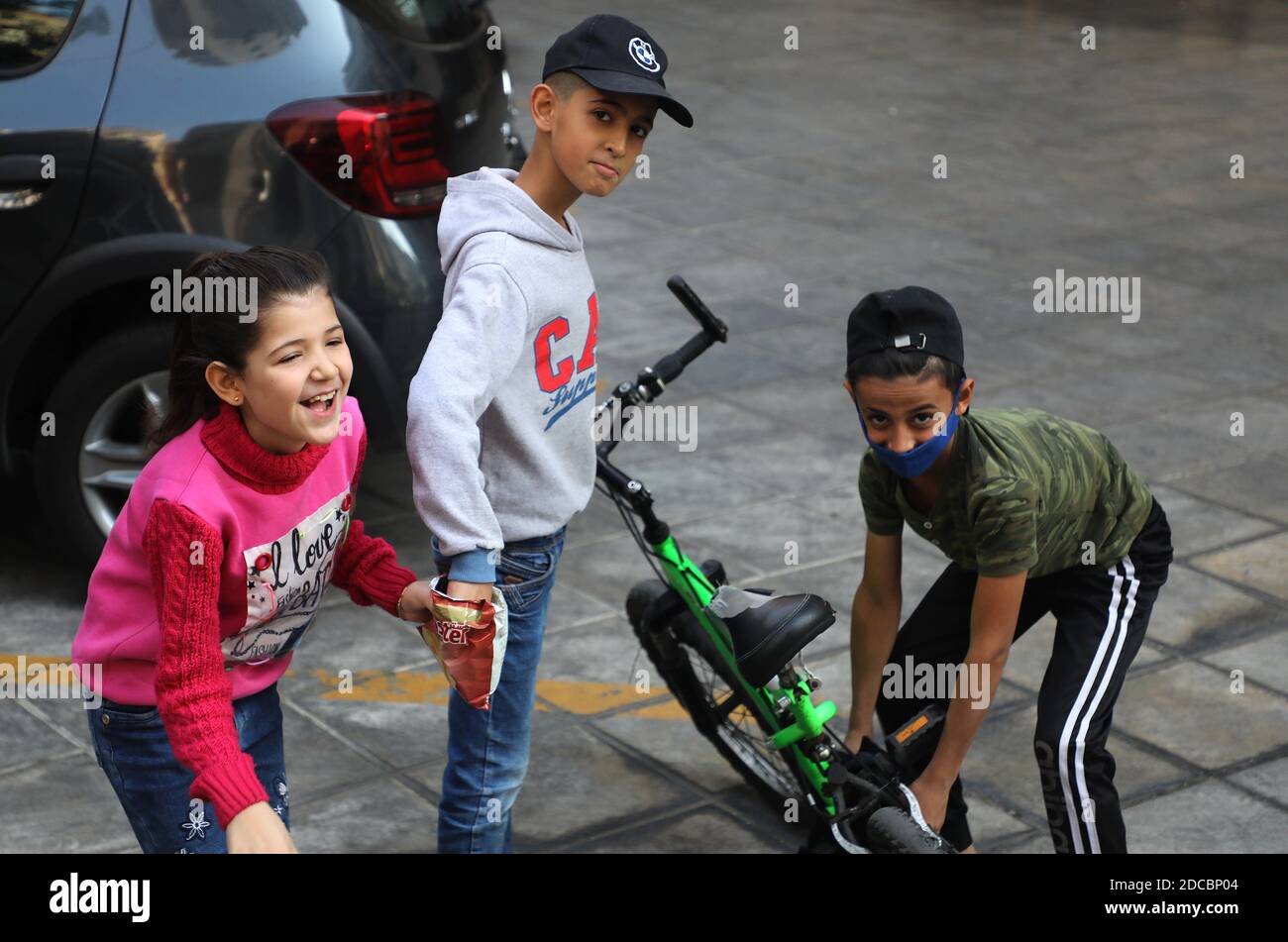 Beirut, Lebanon. 19th Nov, 2020. Children play on a street in Beirut ...
