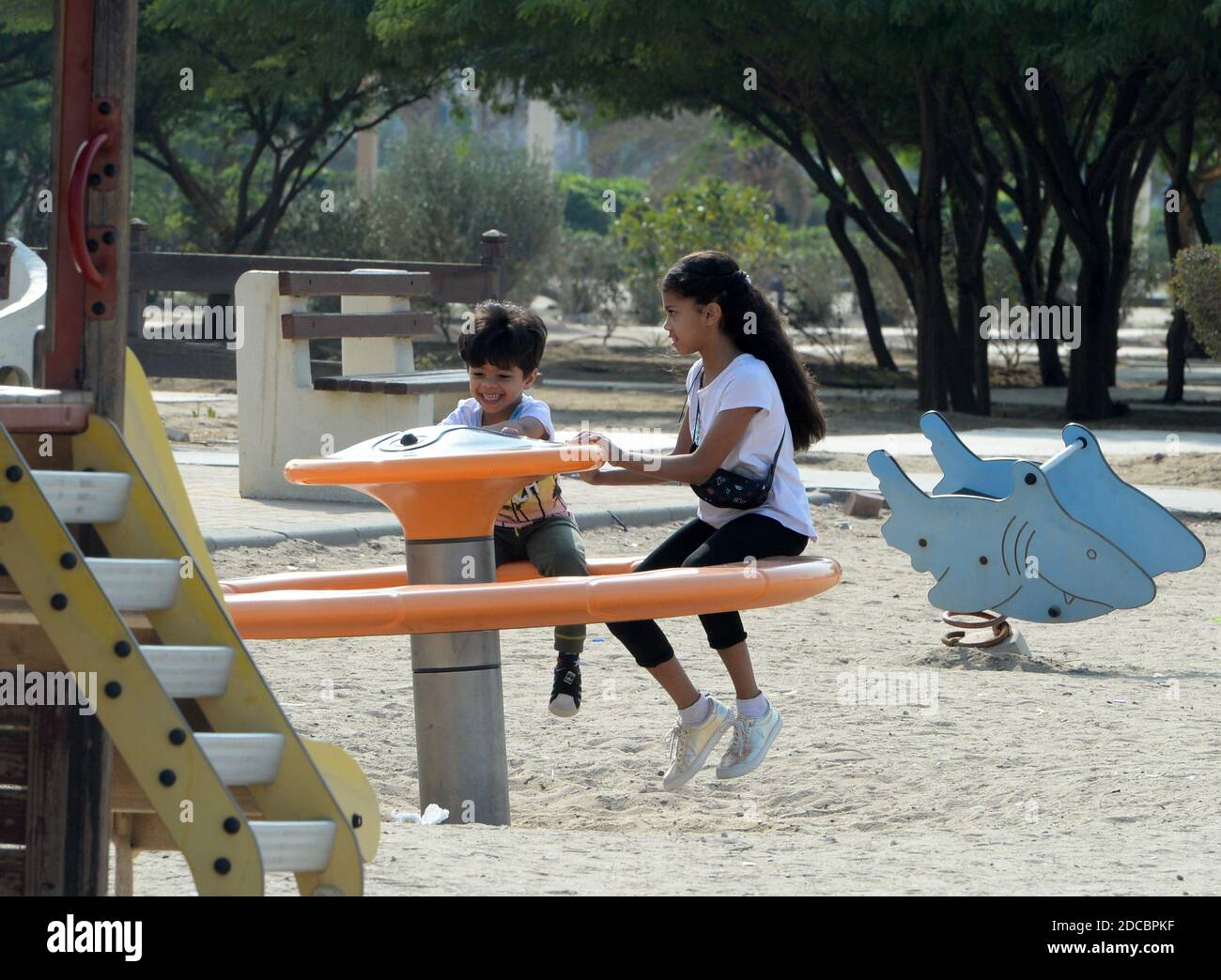 Kuwait City, Kuwait. 19th Nov, 2020. Kids play at a park in Kuwait City ...