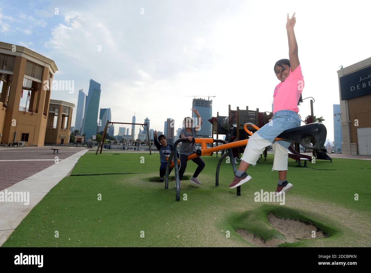Kuwait City, Kuwait. 19th Nov, 2020. Kids play at a park in Kuwait City ...