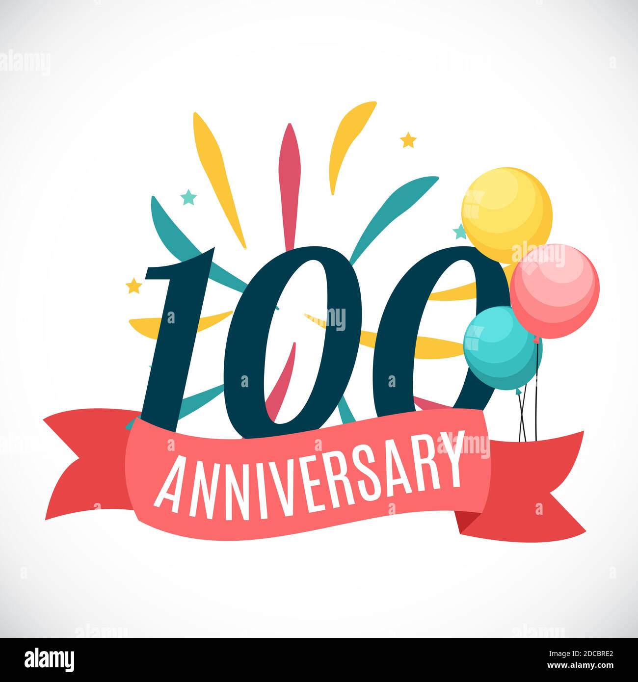 Anniversary 100 Years Template with Ribbon Illustration Stock Photo - Alamy