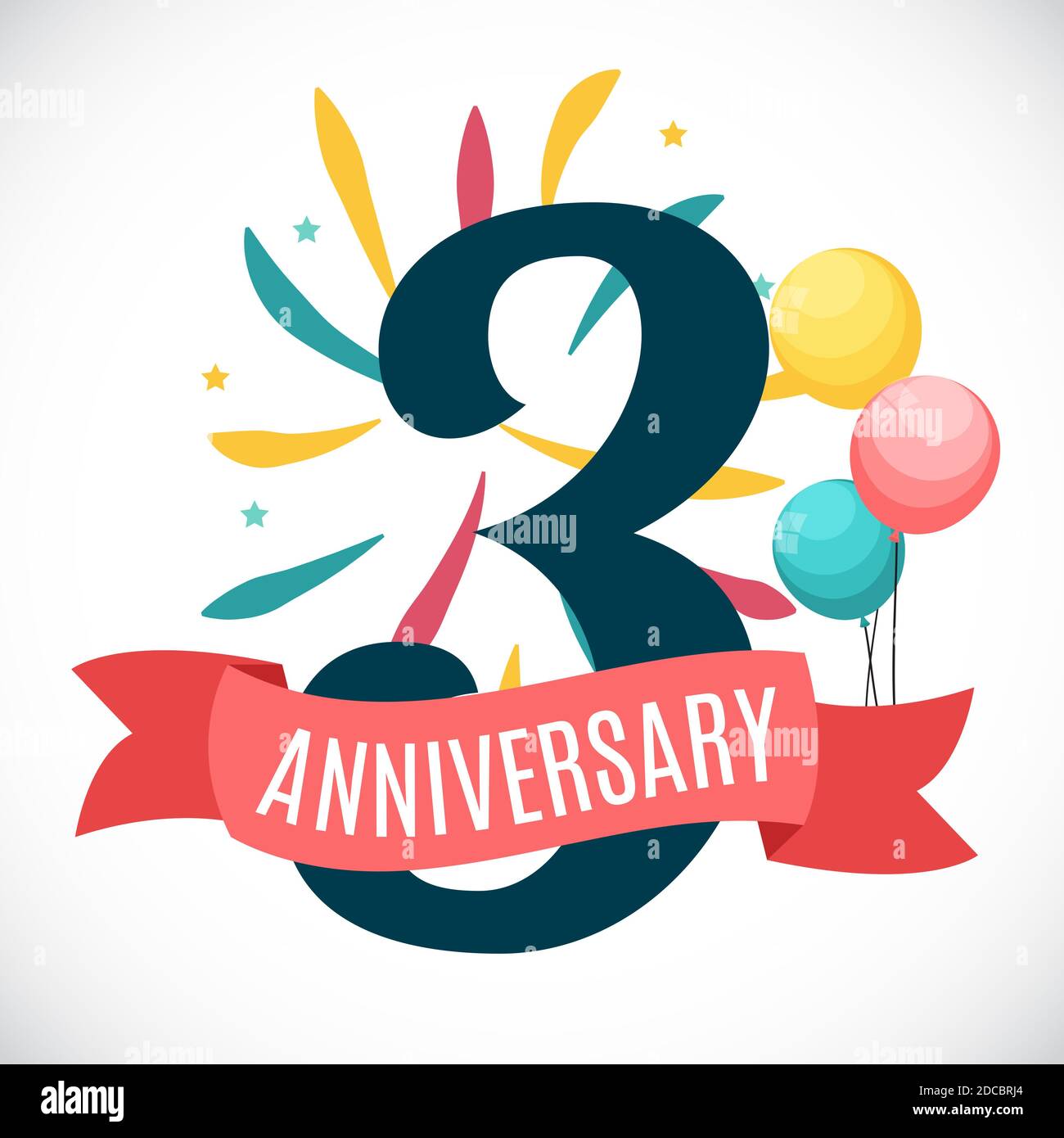 Anniversary 3 Years Template with Ribbon Illustration Stock Photo - Alamy