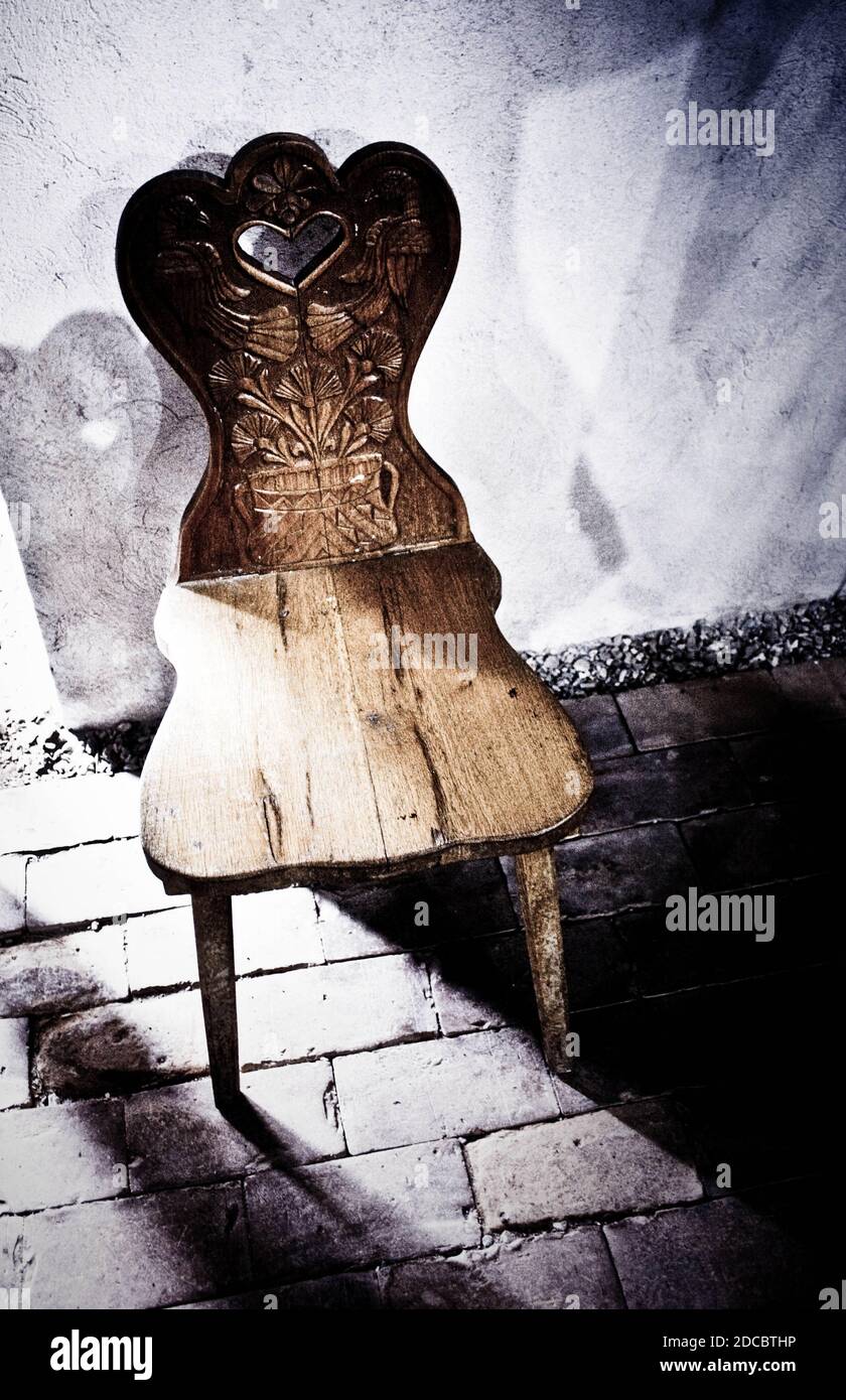 Beautiful old wooden chair in a medieval castle Stock Photo - Alamy