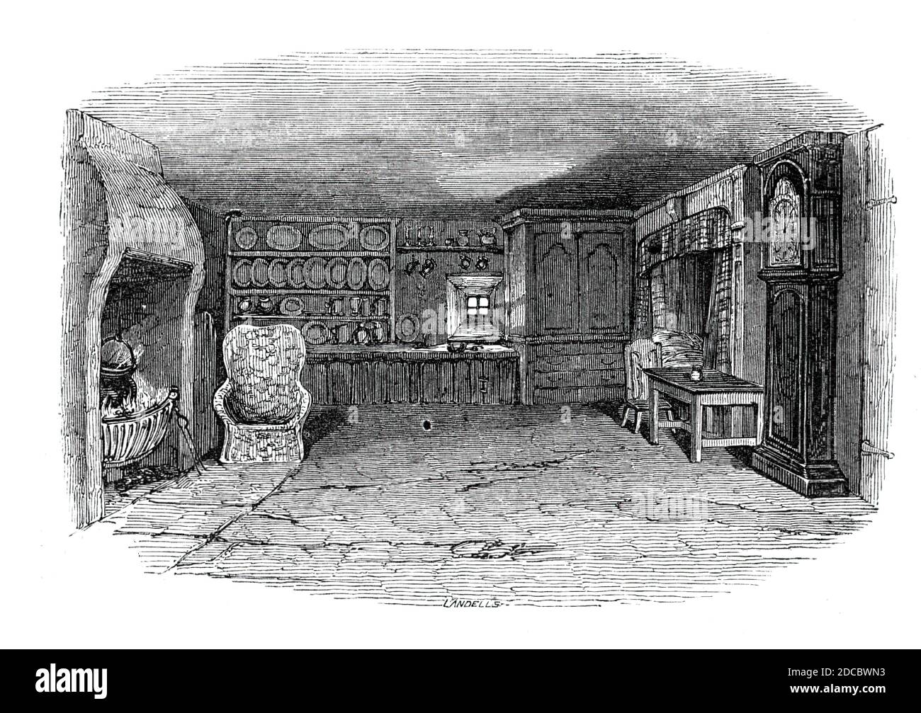 The room in which Burns was born, 1844. Birthplace of of Scottish poet ...