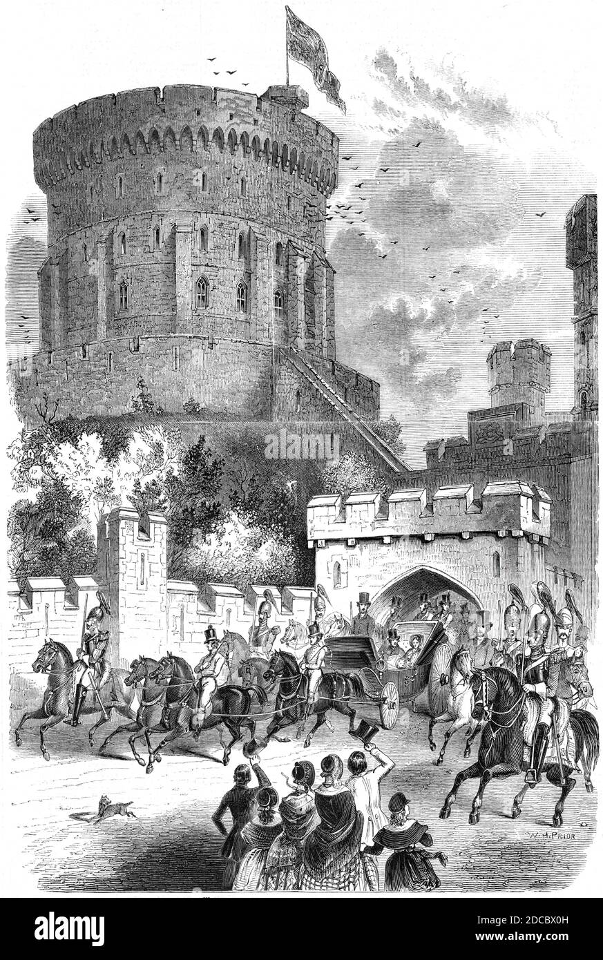 Windsor Castle in 1844 - Queen Victoria and Prince Albert leaving the ...