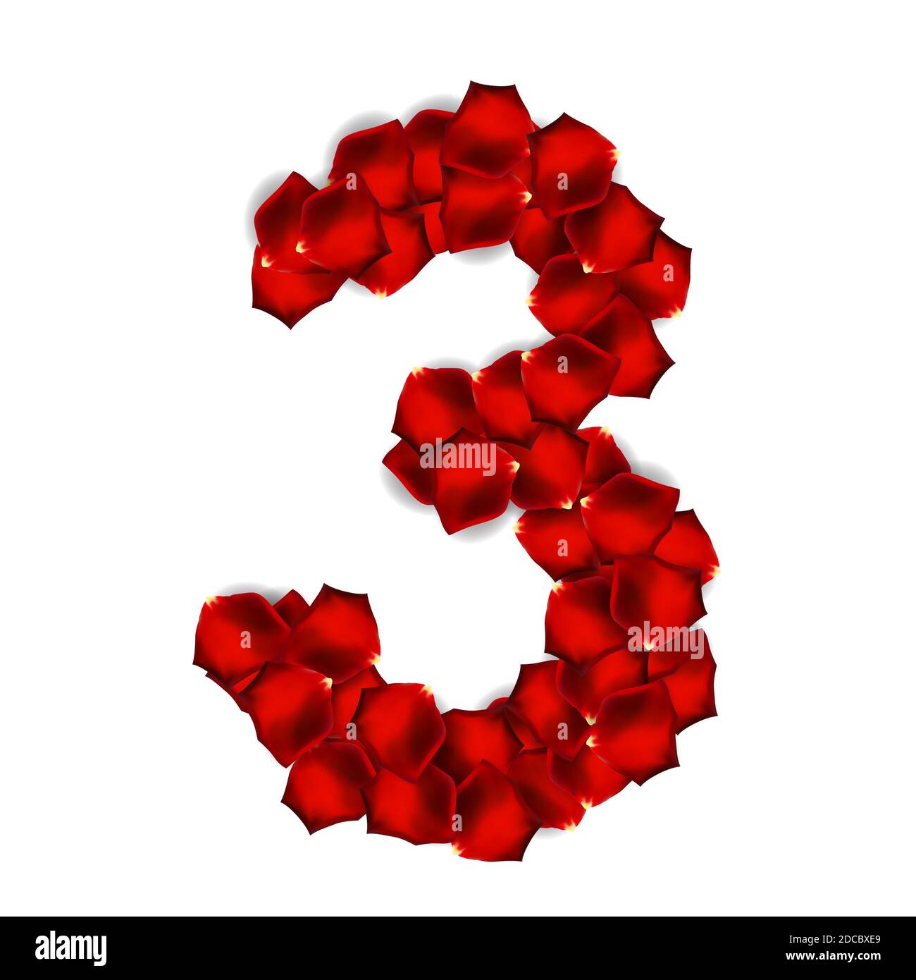 Rose Petals Realistic Number Illustration Stock Photo - Alamy