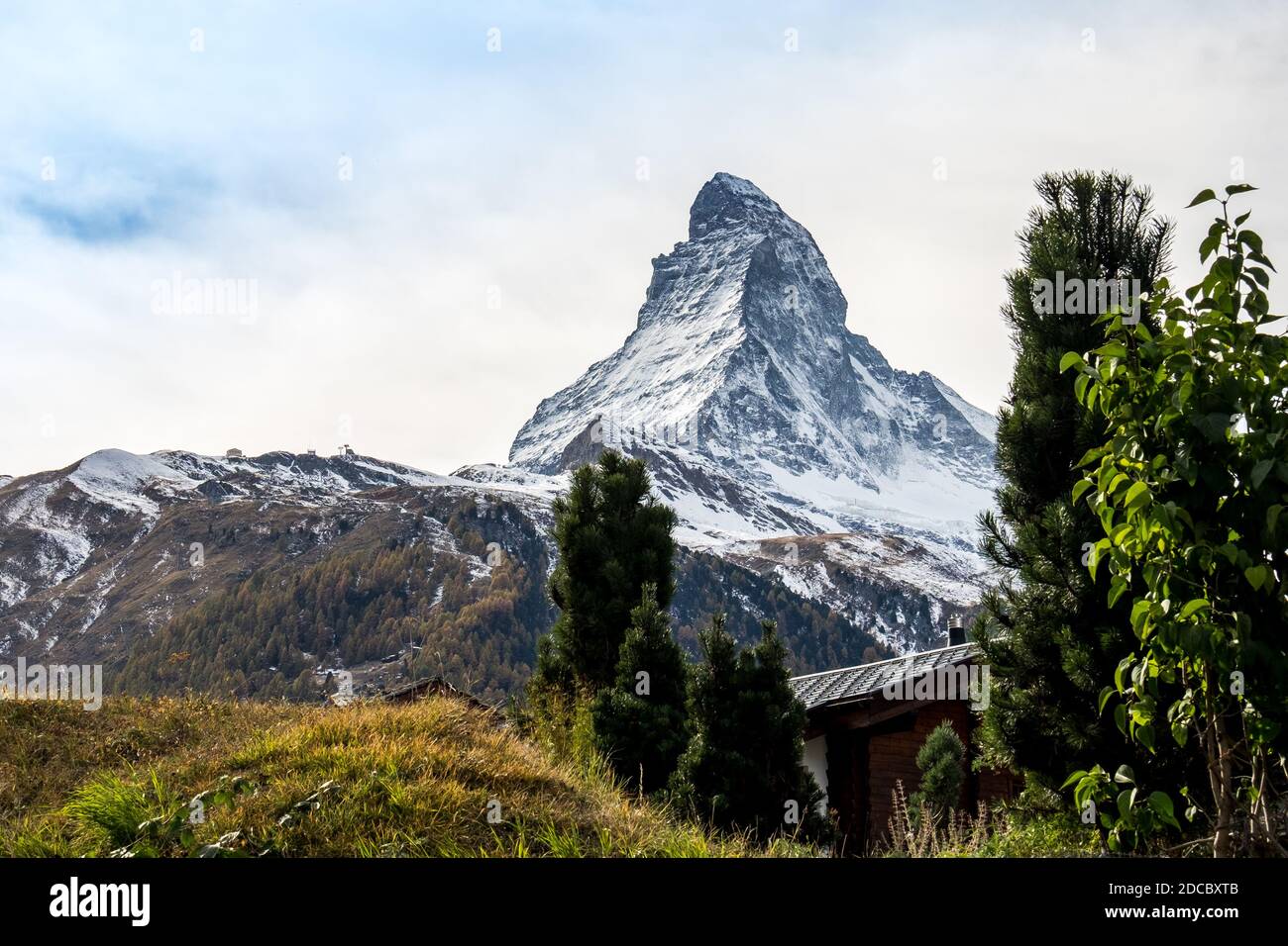 Landscape panoramic view of the Matterhorn Mountain, in Zermatt ...