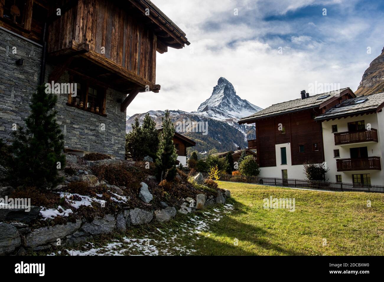 Landscape panoramic view of the Matterhorn Mountain, in Zermatt ...