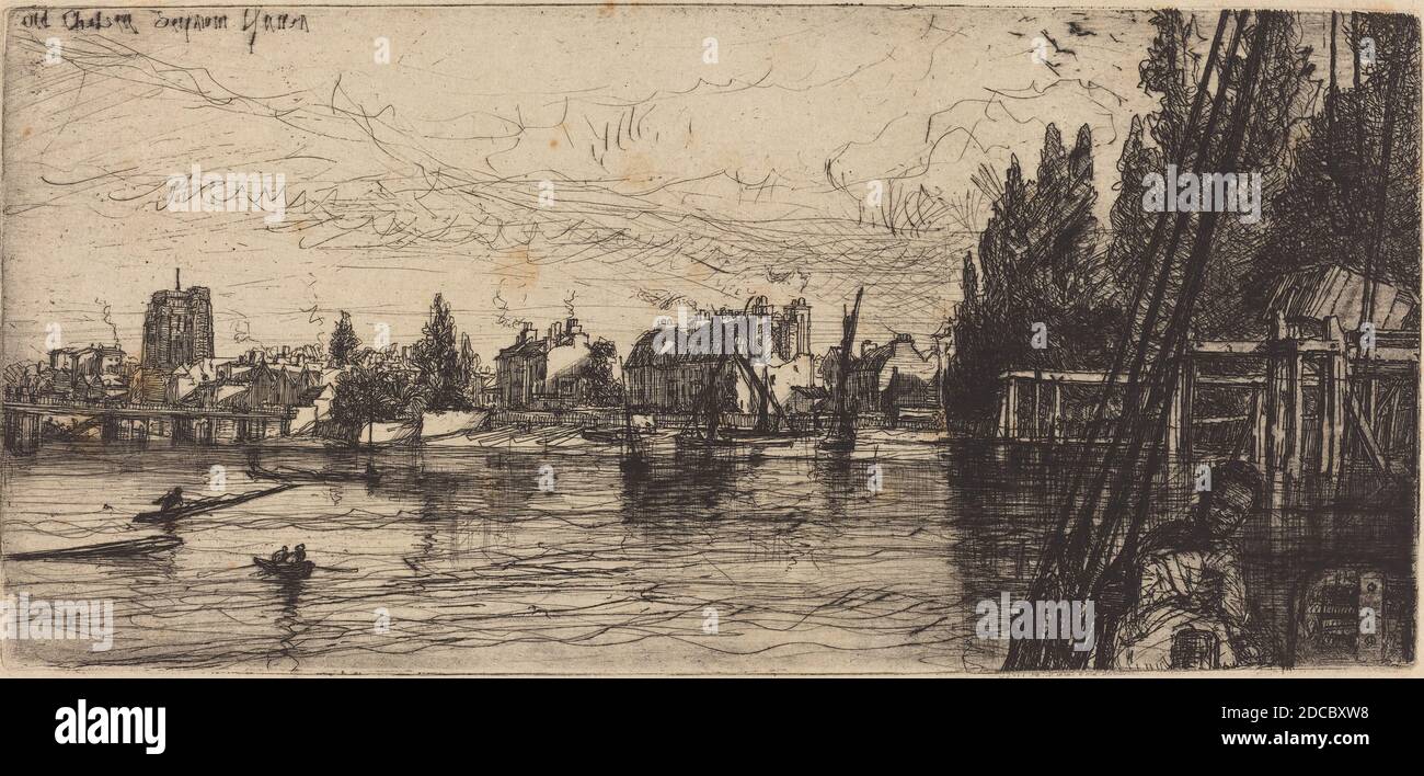 Francis Seymour Haden, (artist), British, 1818 - 1910, Old Chelsea (Old ...