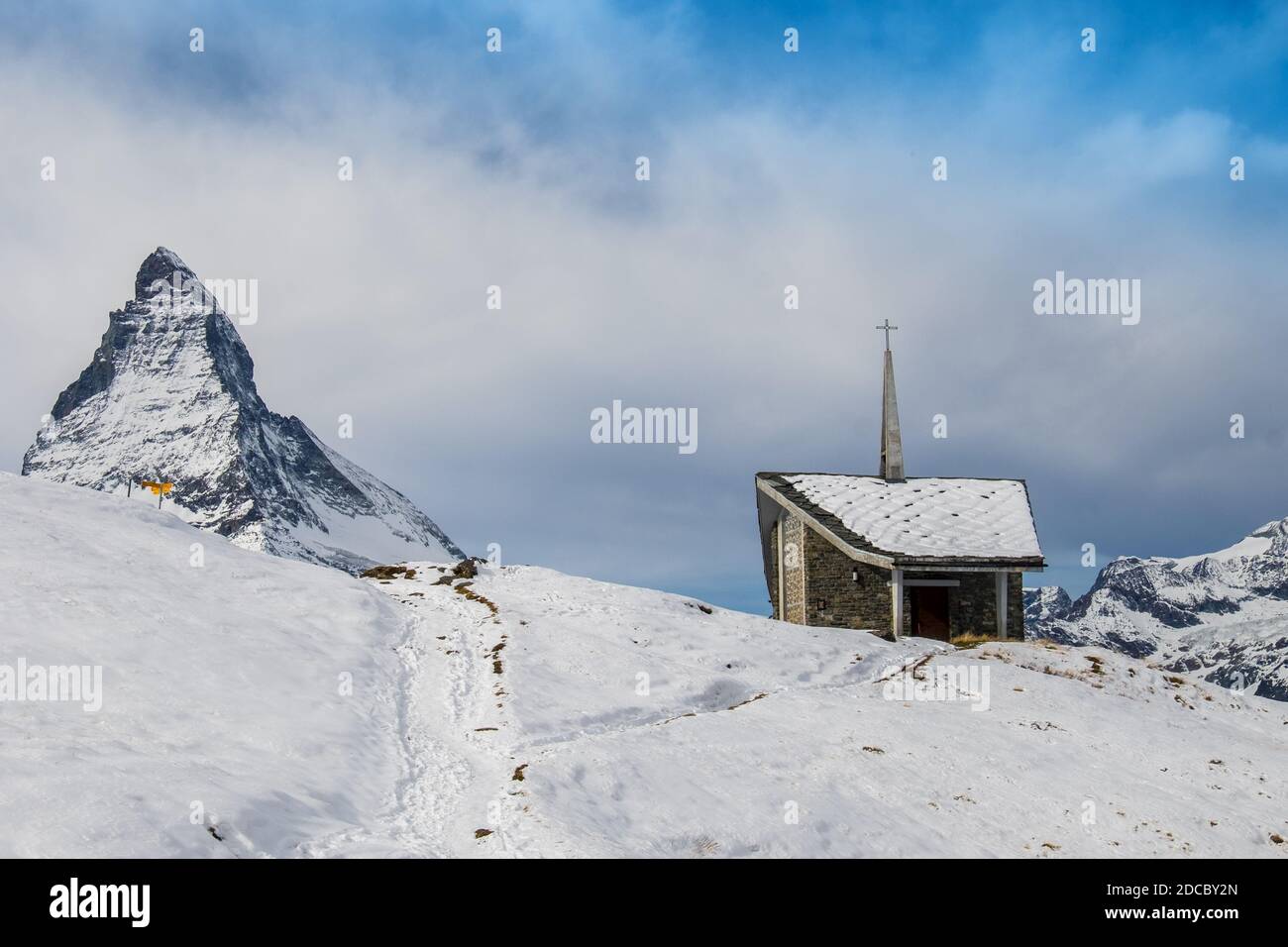 Landscape panoramic view of the Matterhorn Mountain, in Zermatt ...