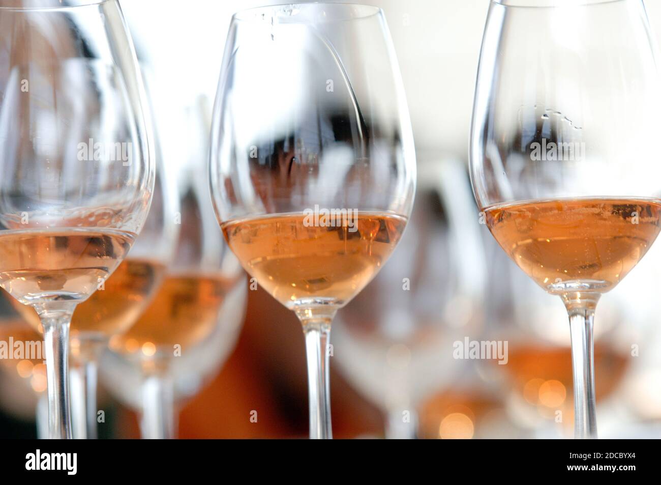 Tasting Dom Perignon champagne vintage Rose Stock Photo - Alamy