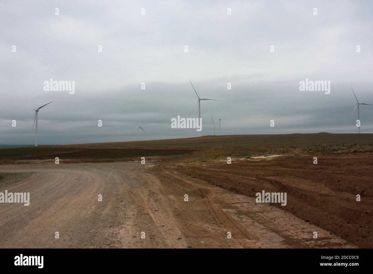 Aerial view industrial windmills countryside hi-res stock photography ...