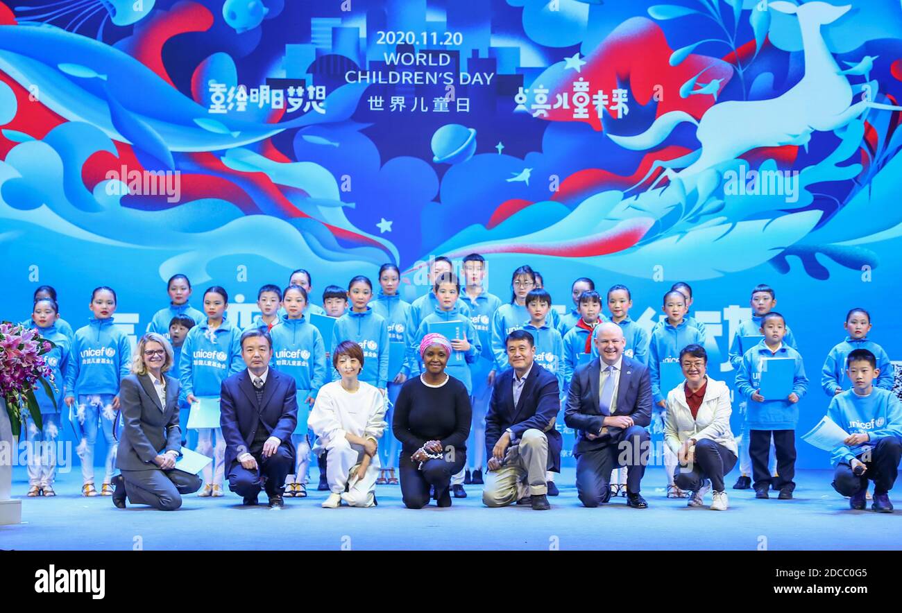 Beijing, China. 20th Nov, 2020. Guests pose for a group photo with ...