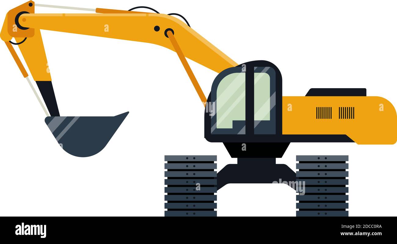Excavator industrial machinery icon isolated on white background ...