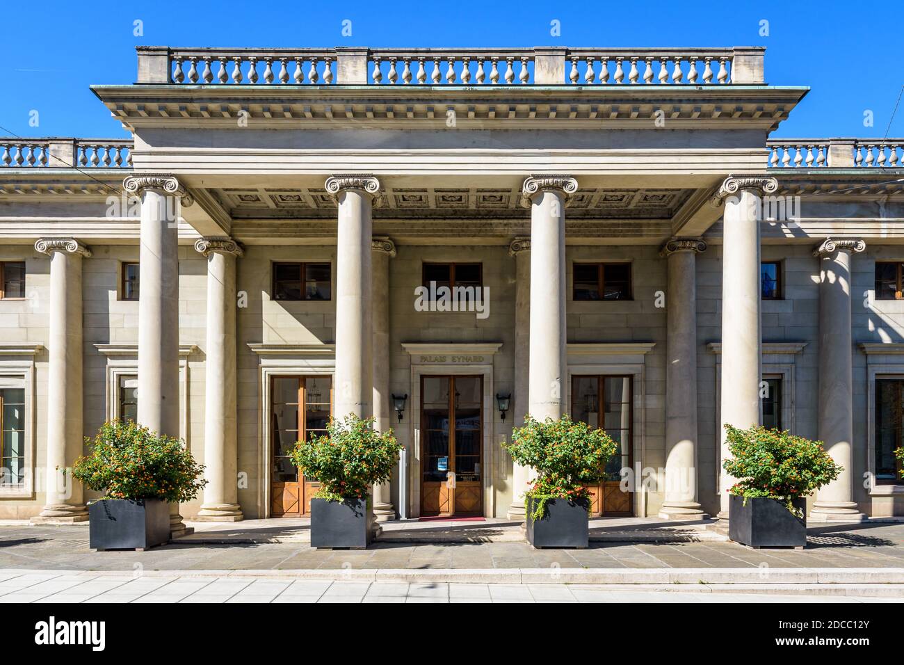 Front view of the colonnade of the Eynard palace in Geneva Stock Photo ...