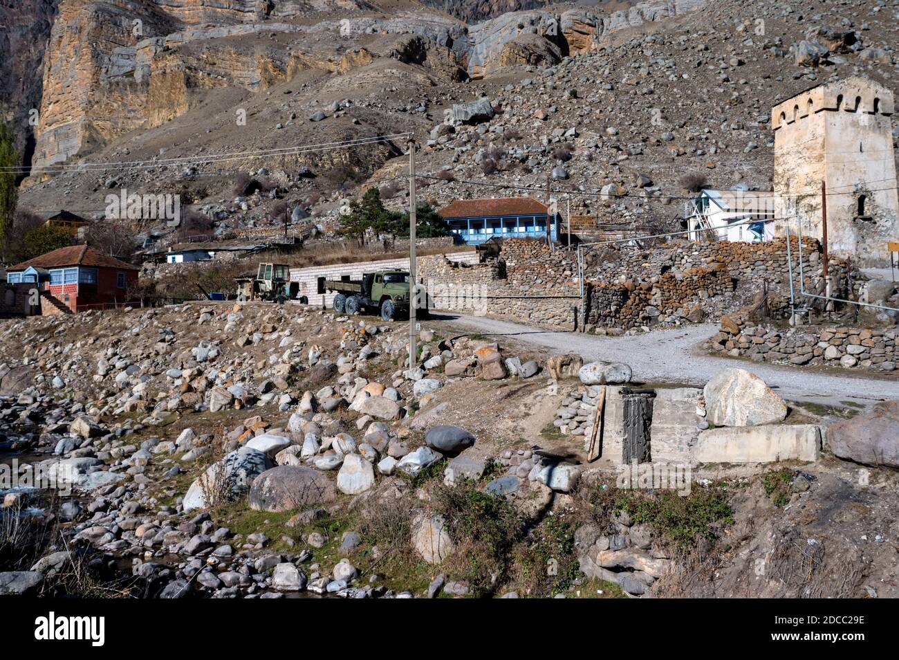View of old balkar village in North Caucasus Stock Photo - Alamy