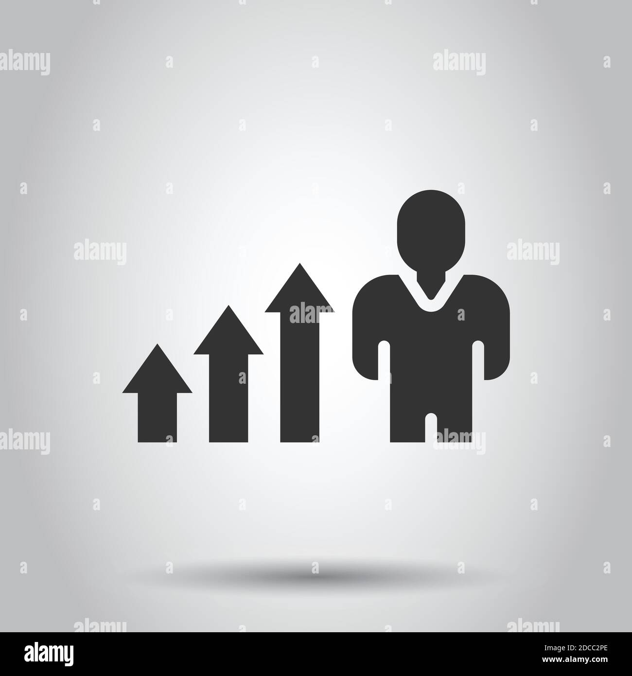 People with growth arrow icon in flat style. Work strategy vector ...