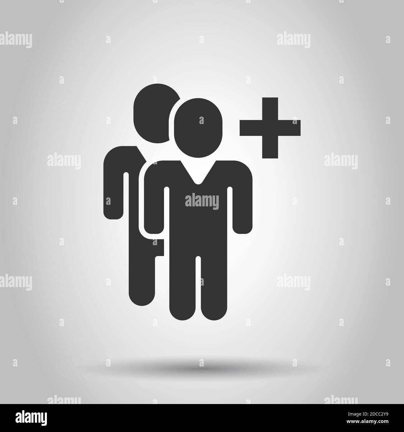 People with plus icon in flat style. Staff vector collection ...