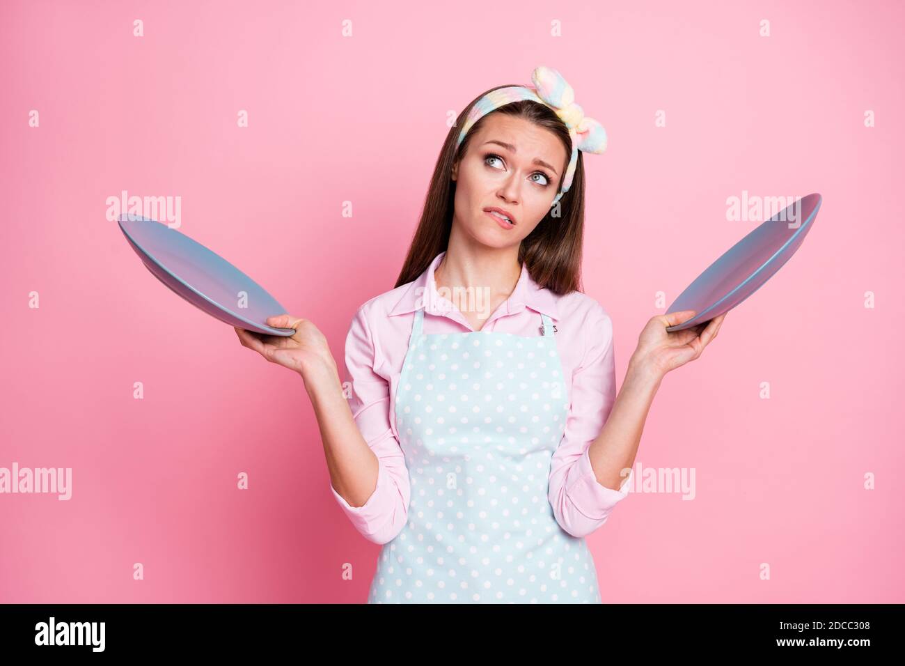 Portrait of her she nice attractive pretty sad hesitant tired bored ...