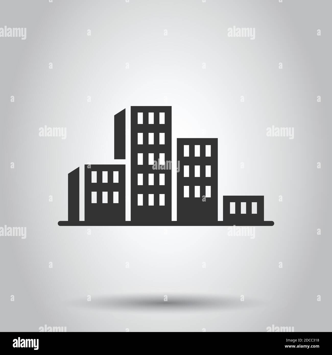 Building icon in flat style. Town skyscraper apartment vector ...
