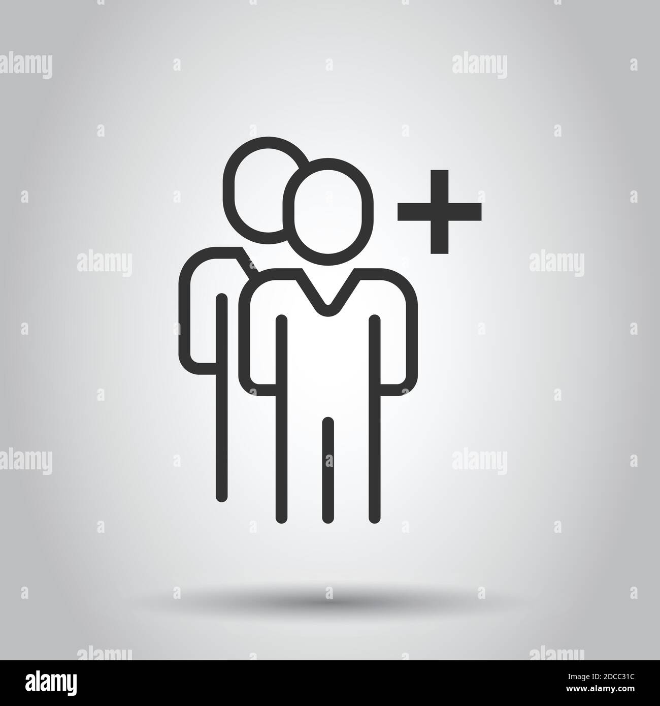 People with plus icon in flat style. Staff vector collection ...