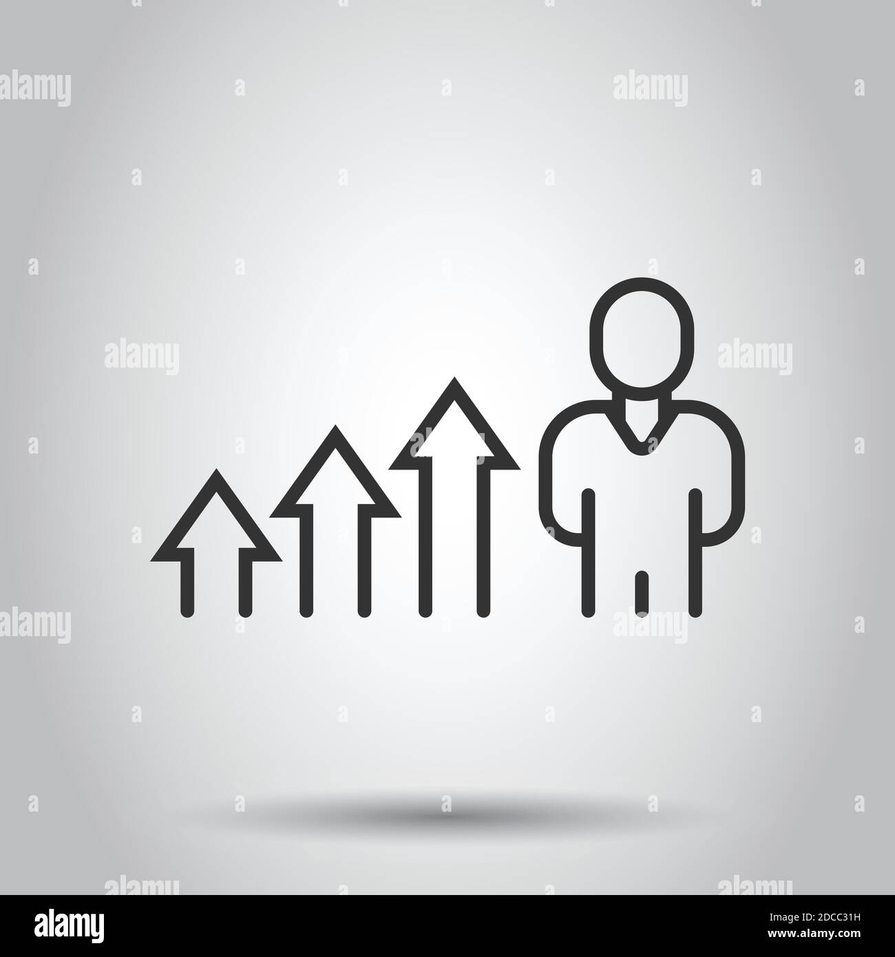 People with growth arrow icon in flat style. Work strategy vector ...