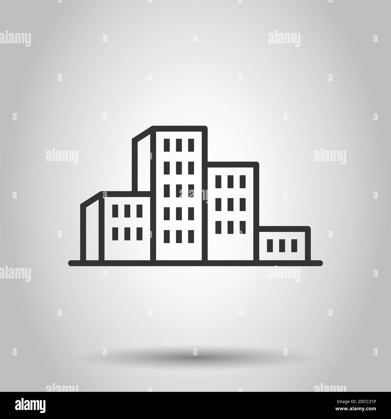 Building icon in flat style. Town skyscraper apartment vector ...