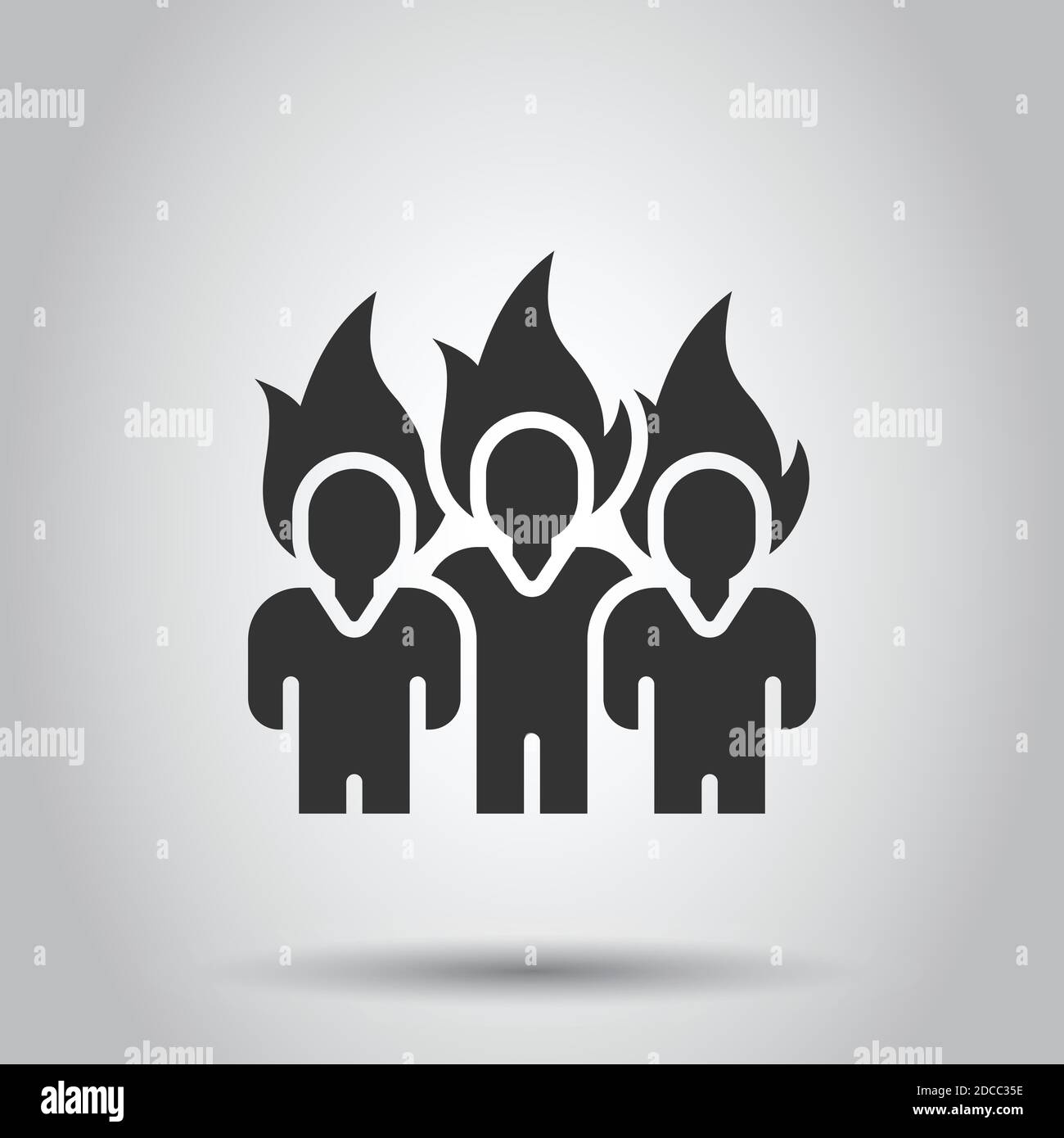 People with flame head icon in flat style. Stress expression vector ...