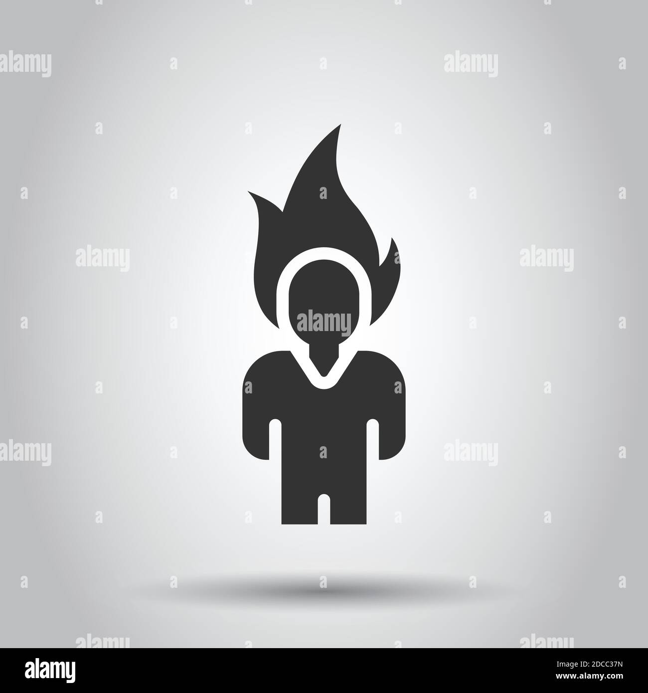 People with flame head icon in flat style. Stress expression vector ...