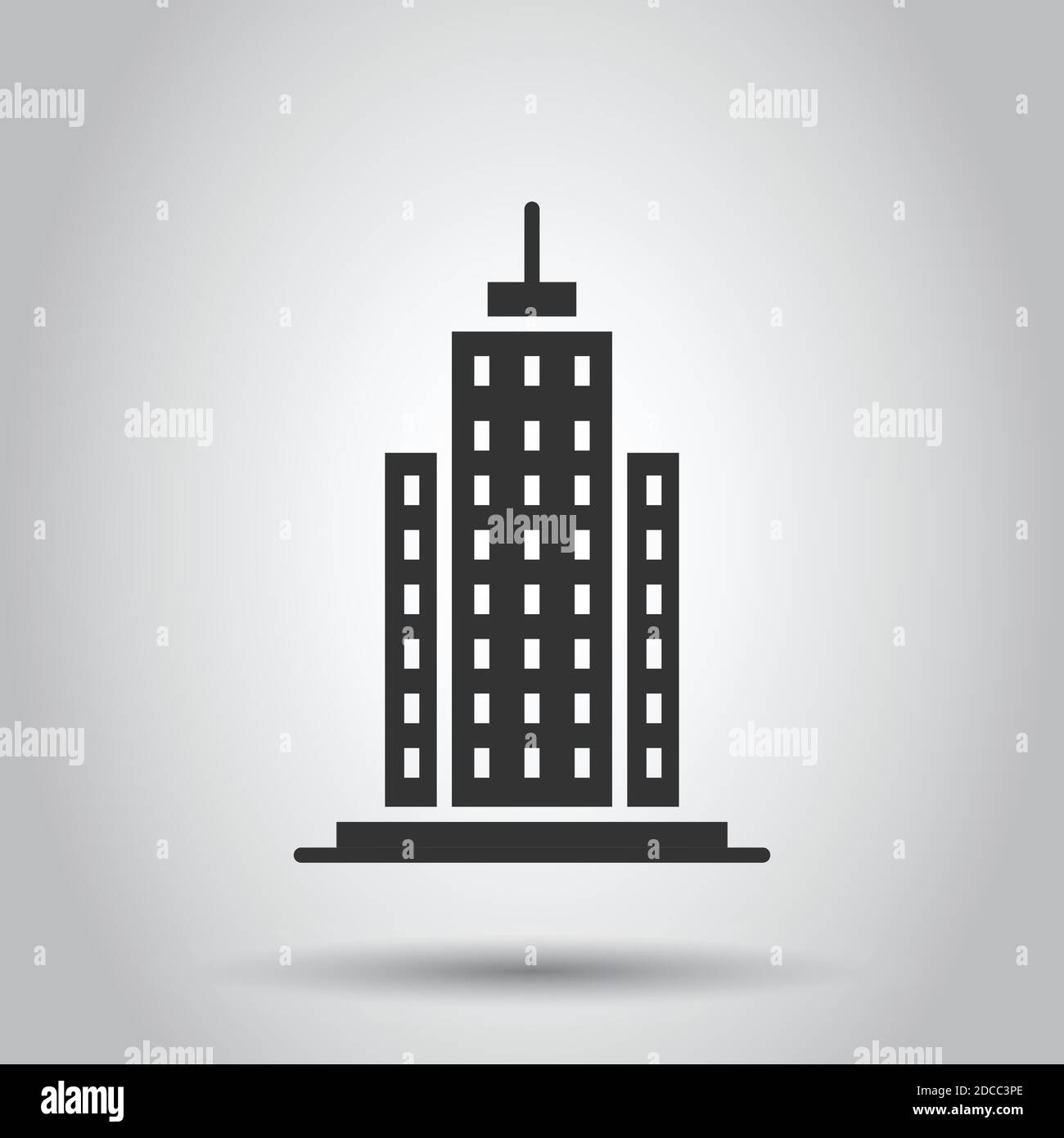 Building icon in flat style. Town skyscraper apartment vector ...