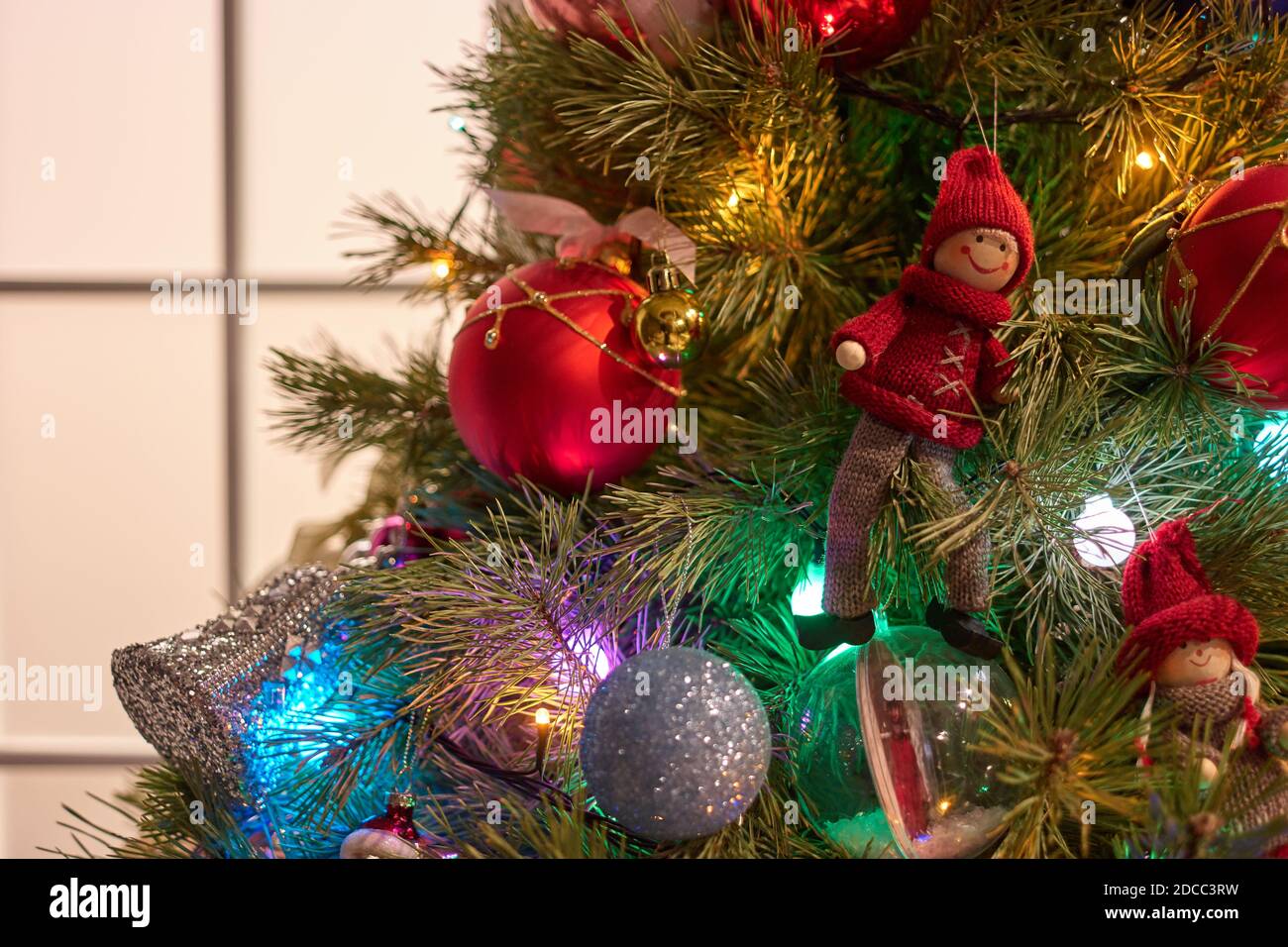 Close up christmas tree with decorations Stock Photo - Alamy