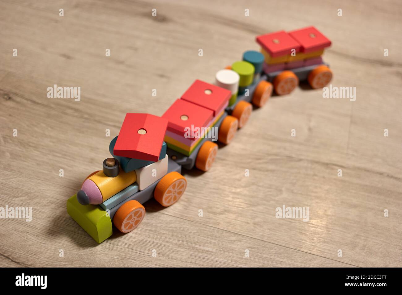 Top view wooden toy train Stock Photo - Alamy