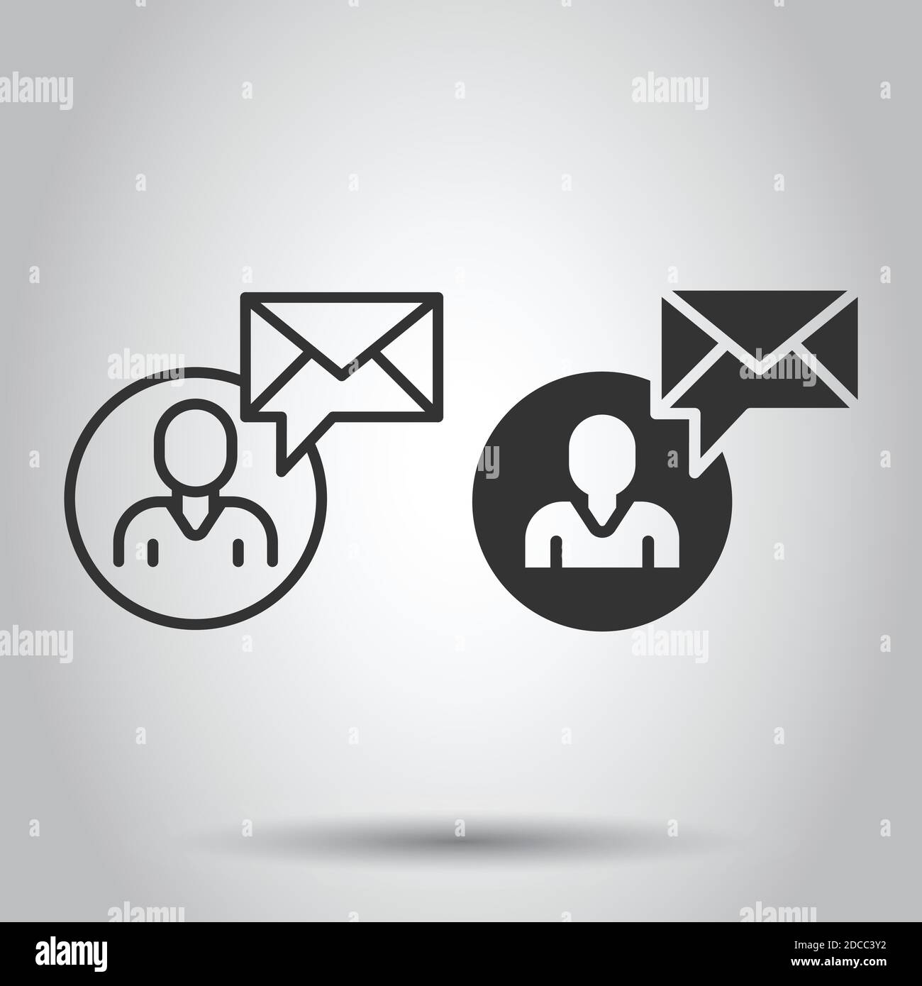 People with envelope icon in flat style. Email receive vector ...