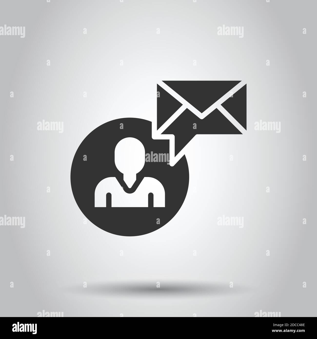 People with envelope icon in flat style. Email receive vector ...