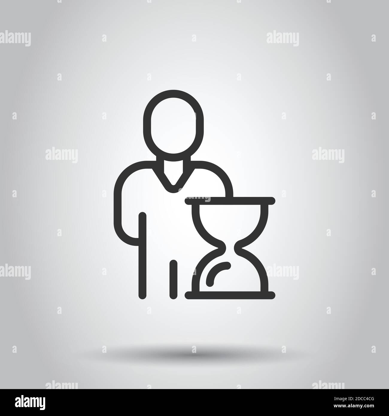People and clock icon in flat style. User time vector illustration on ...