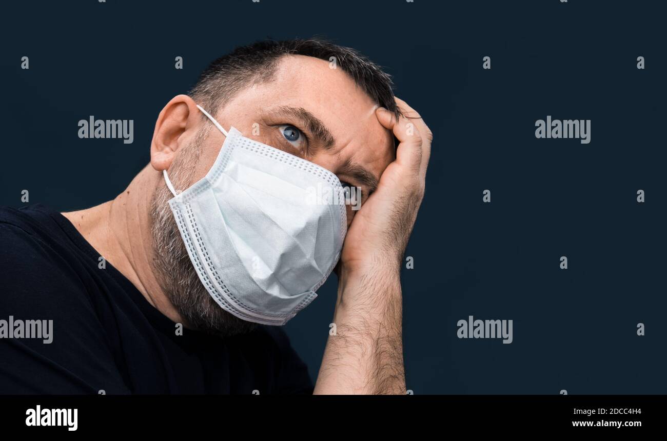 Coronavirus pandemic concept. Man with medical face mask. Coronavirus ...