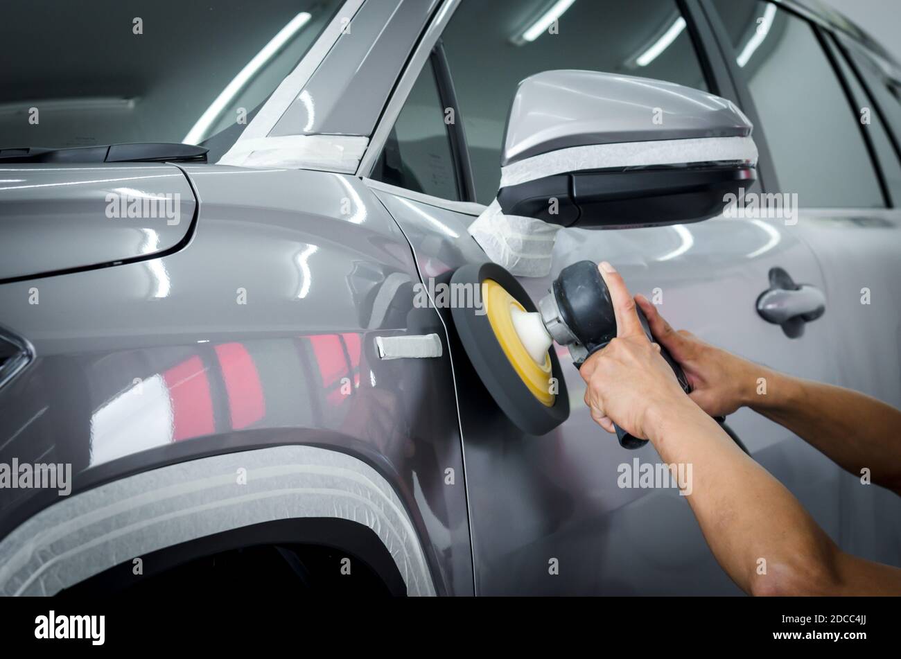 Detail: Polishing the car, preparing the car surface before coating the ...