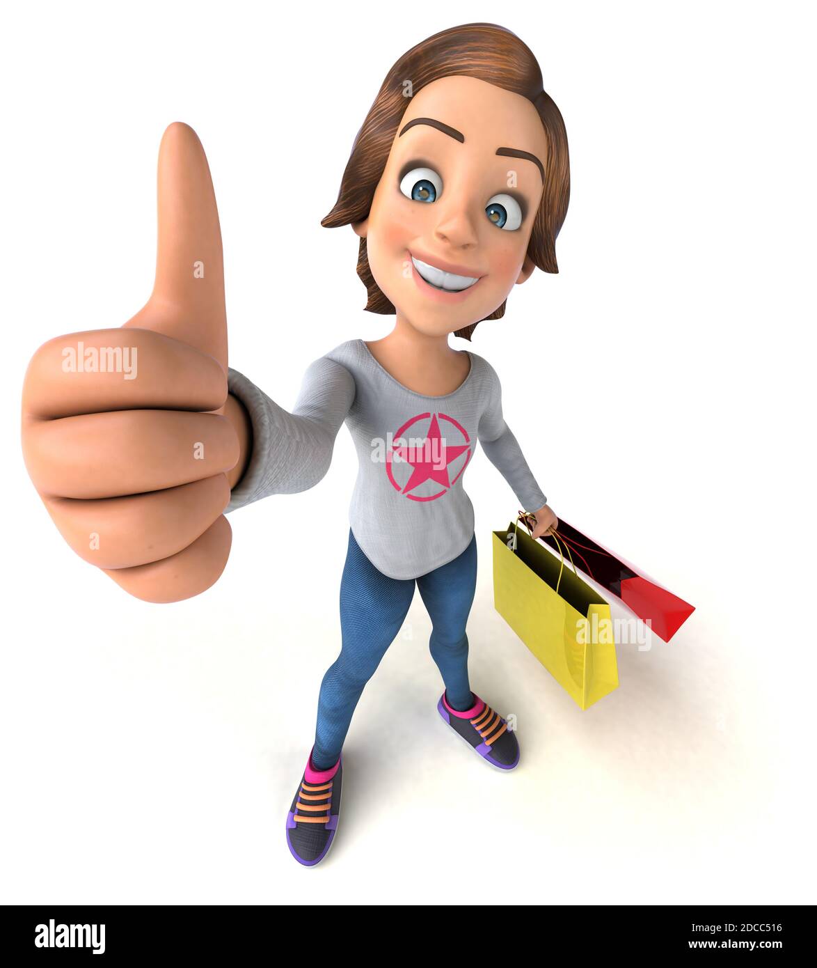 Fun 3D cartoon teenage girl shopping Stock Photo - Alamy