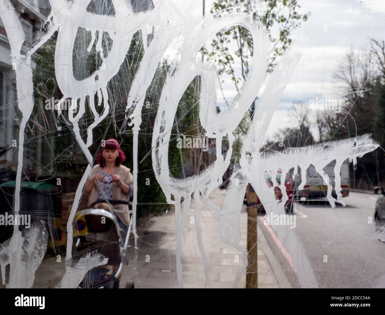 Bus stop graffiti. Highgate, London Stock Photo - Alamy
