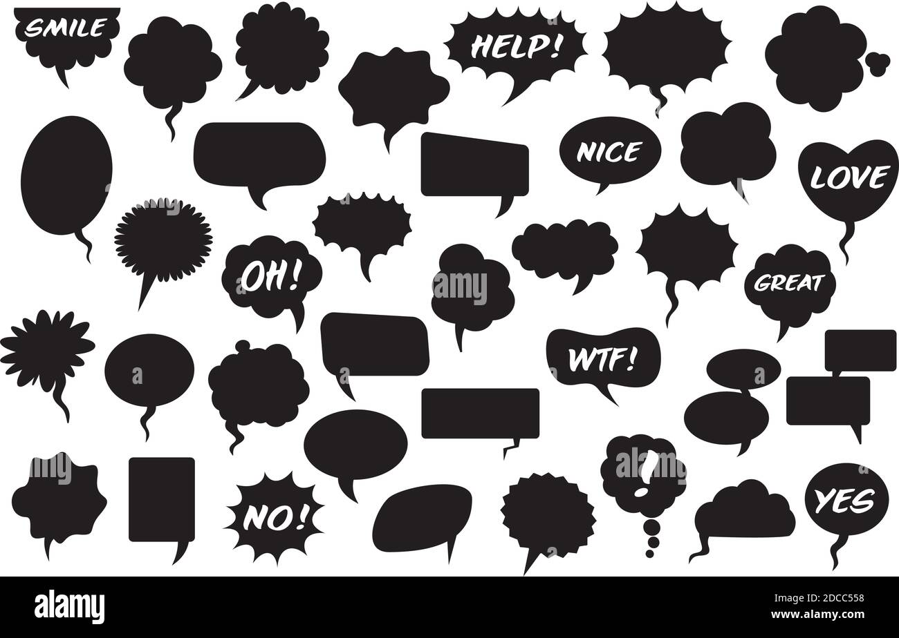 A set of comic speech balloons on white background. Vector Illustration ...