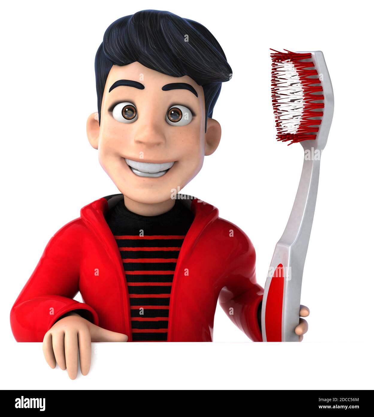 Fun 3D cartoon teenage boy with a toothbrush Stock Photo - Alamy