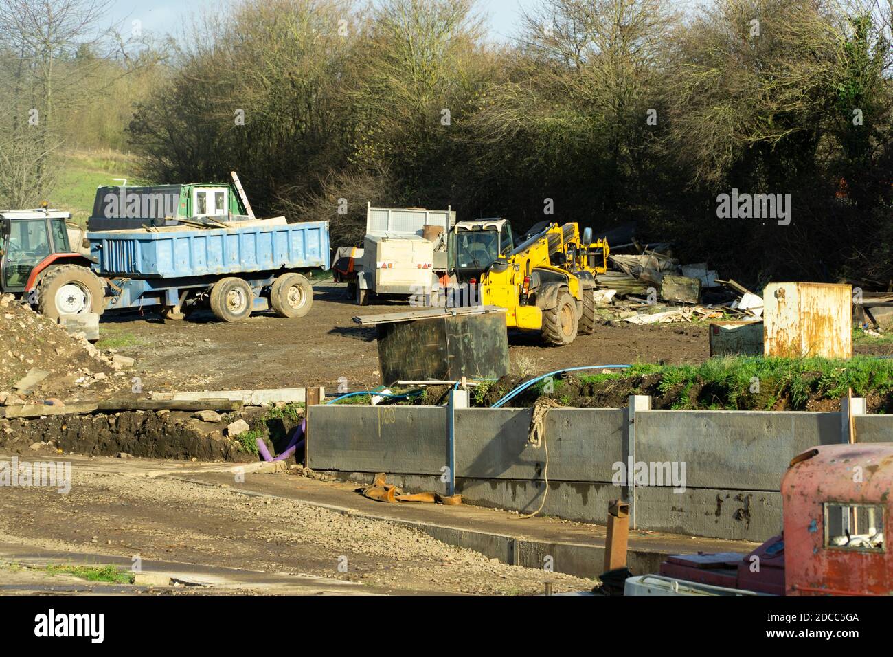 Construction machines on a building site Stock Photo - Alamy
