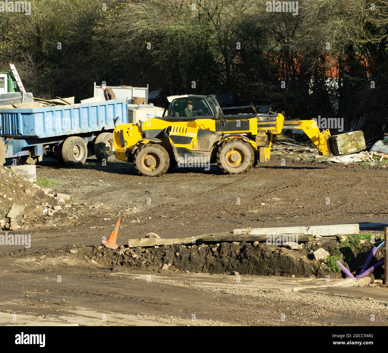 Construction machines on a building site Stock Photo - Alamy